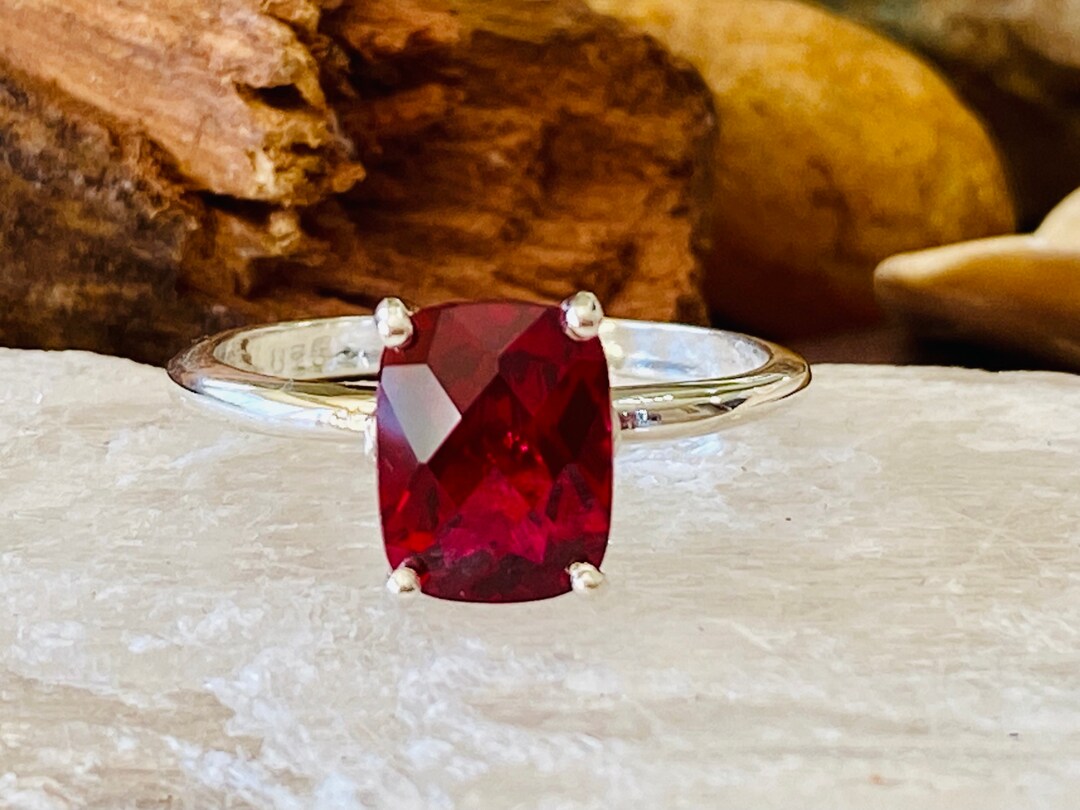 14k Antique Cushion Cut Ruby Ring, Ruby Engagement Ring, Elongated ...