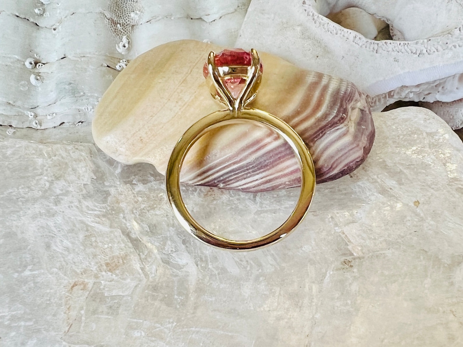 14k Padparadscha Sapphire Ring Oval Pink Sapphire Ring Pink - Etsy