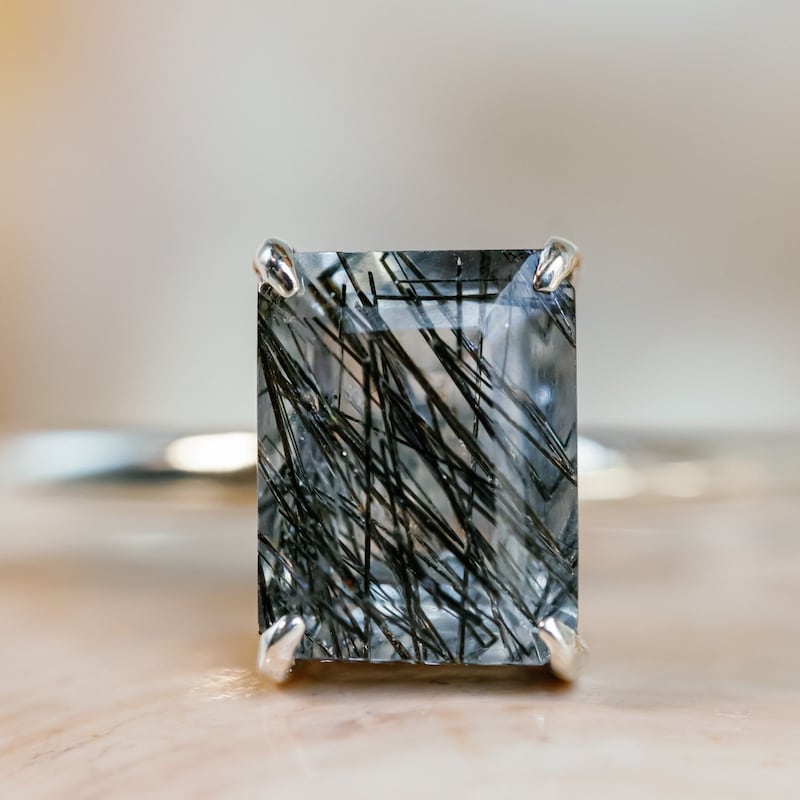 Black Solitaire Ring - Etsy