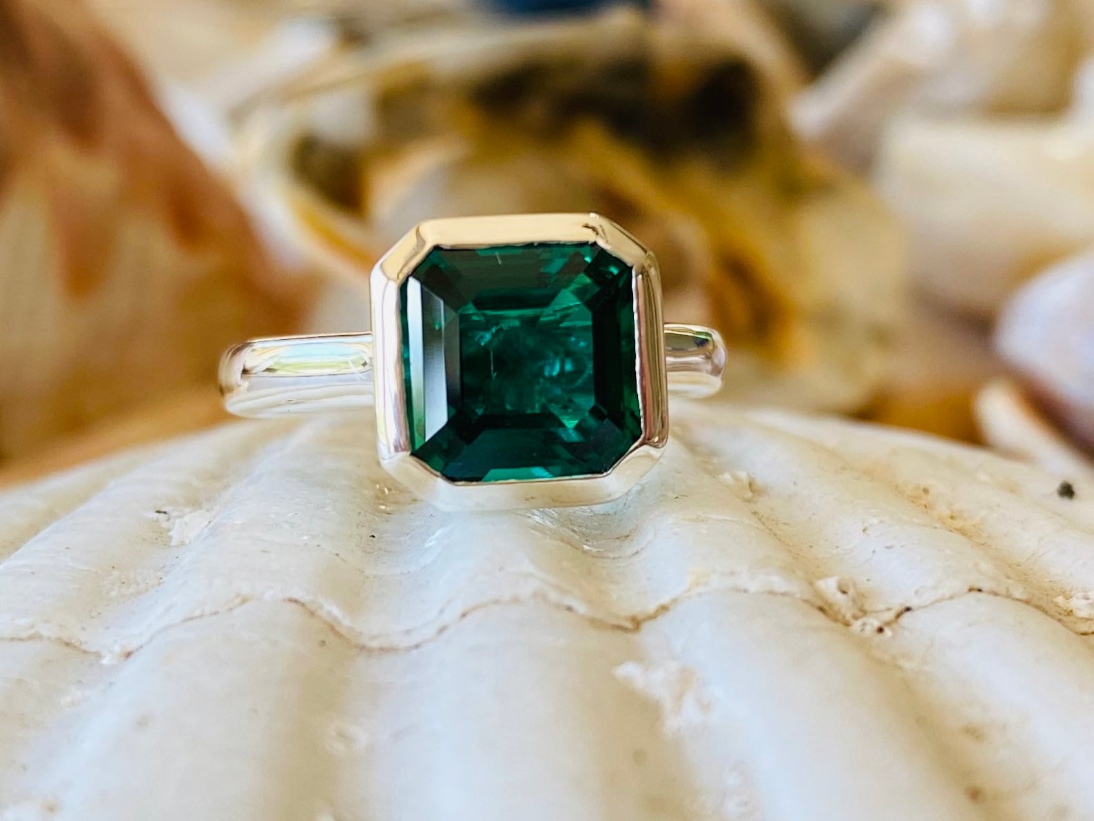 Asscher Cut Emerald Ring Emerald Engagement Ring Asscher Cut - Etsy