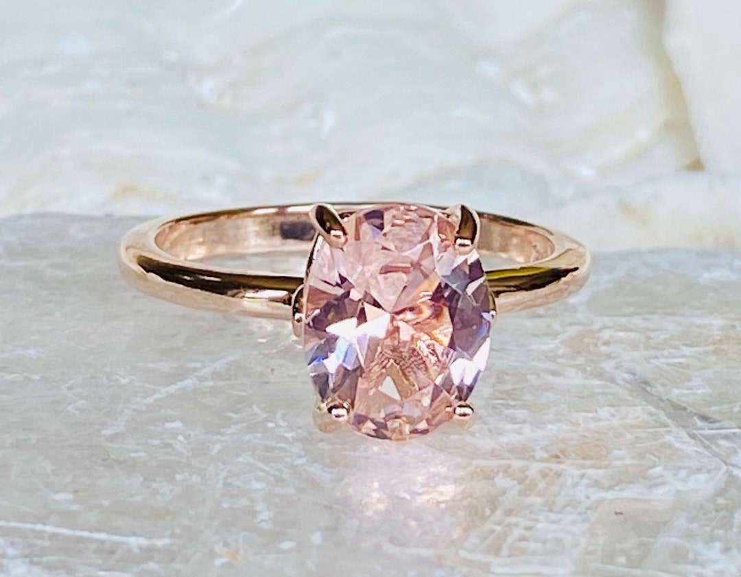 Morganite Ring, Morganite Engagement Ring, Gold Morganite Ring, Oval ...