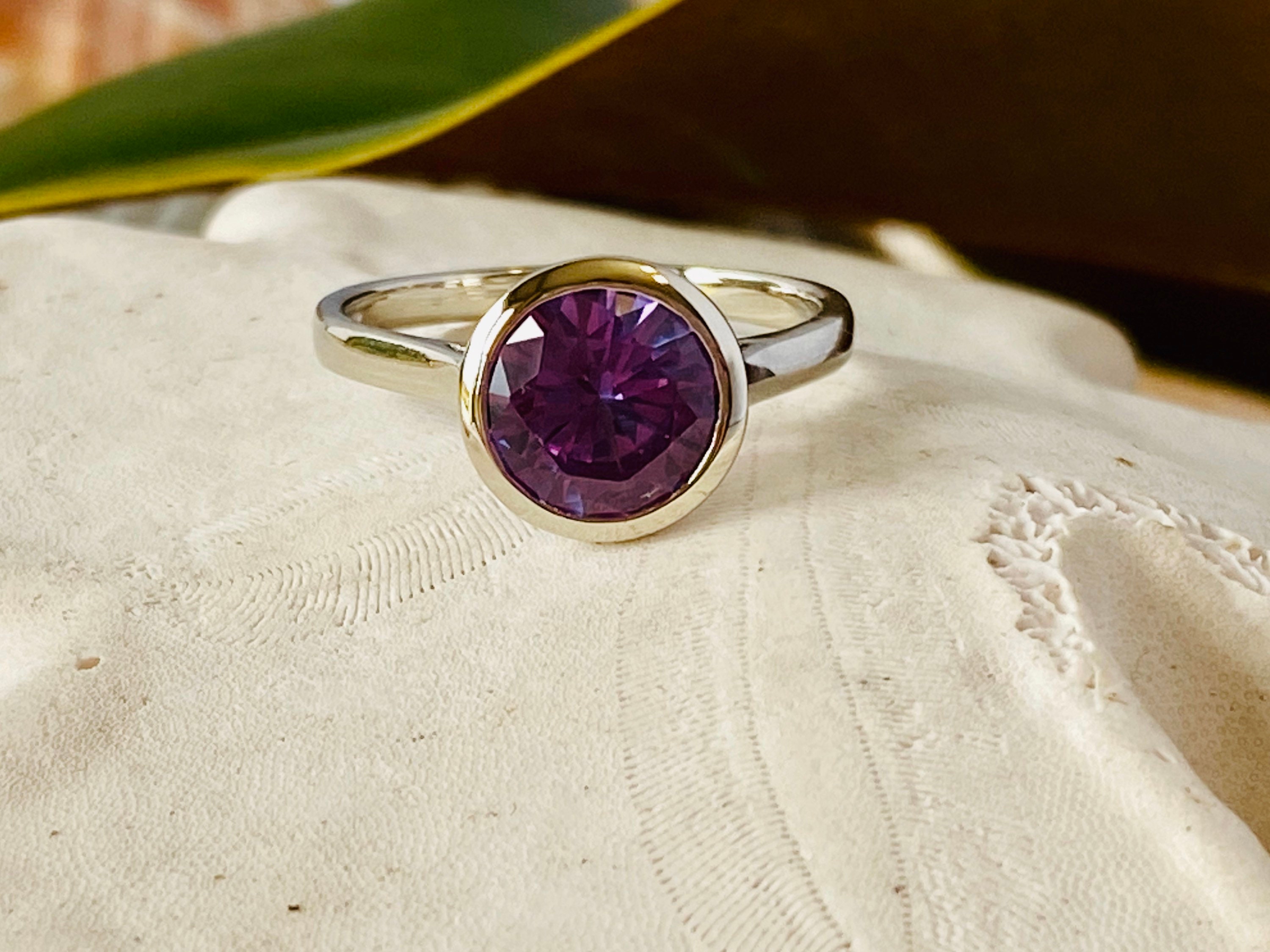 Alexandrite Ring, Alexandrite Engagement Ring, Bezel Ring, Solitaire ...