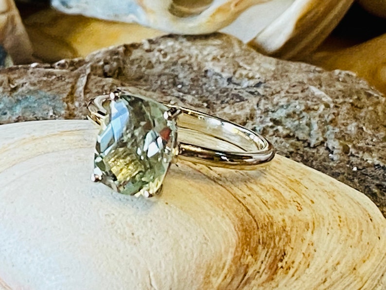 Prasiolite Ring Green Amethyst Ring Prasiolite Solitaire | Etsy