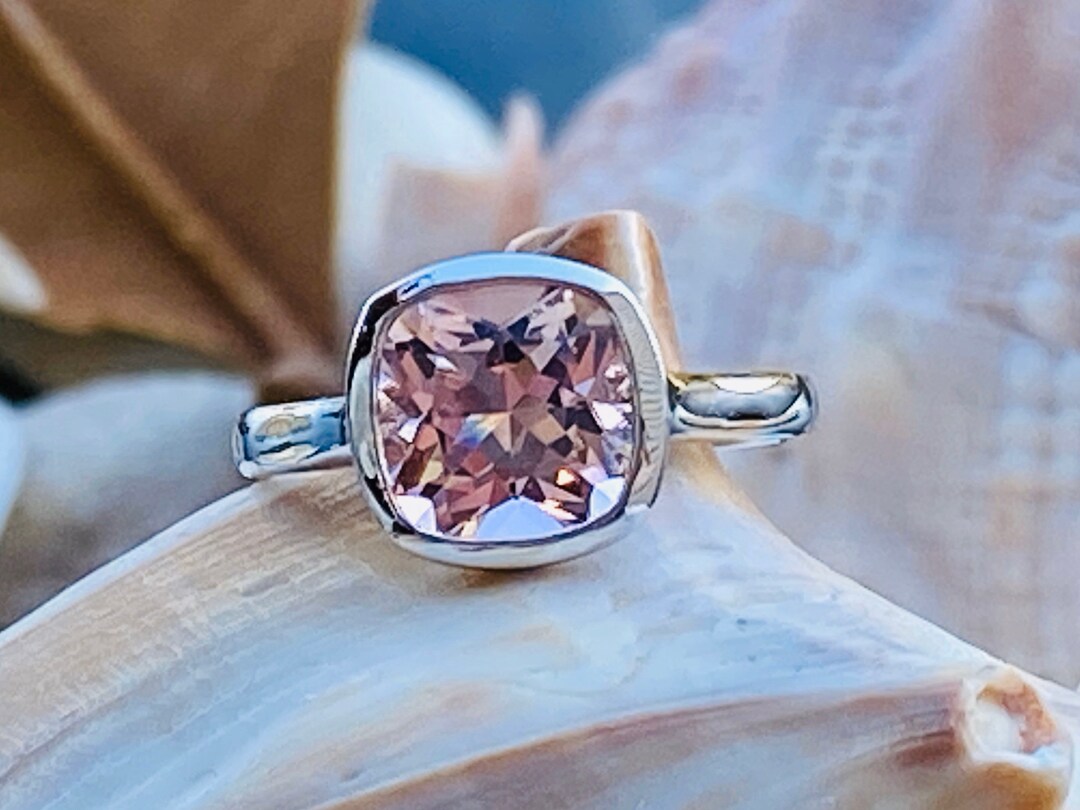 Morganite Ring, Morganite Engagement Ring, Bezel Setting, Cushion Cut ...