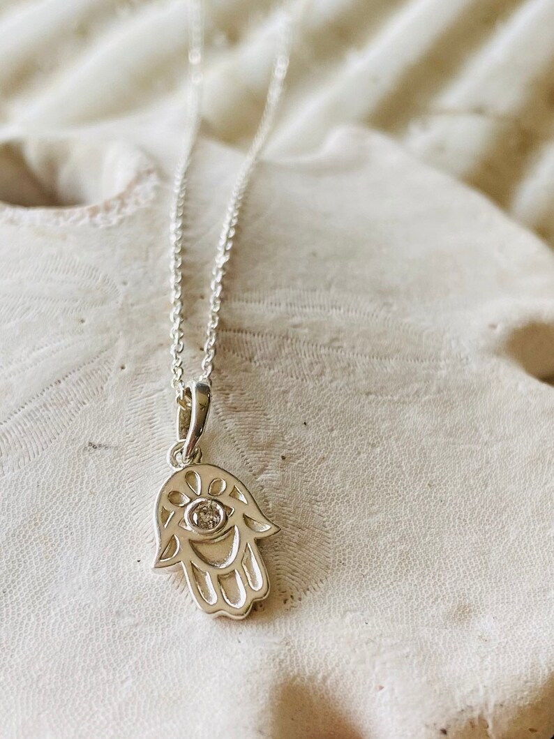 Protection Necklace, Diamond Hamsa Necklace, Gold Hamsa, Silver Hamsa ...