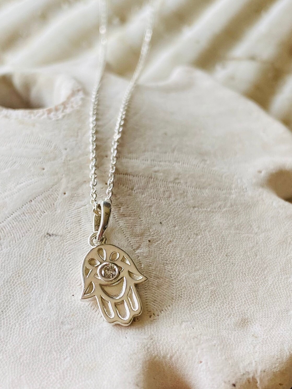 Protection Necklace, Diamond Hamsa Necklace, Gold Hamsa, Silver Hamsa ...