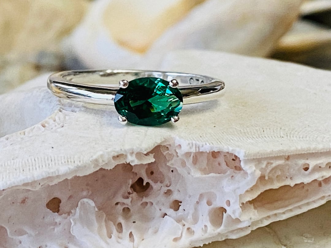 Emerald Ring, Gold Emerald Ring, Emerald Engagement Ring, Oval Cut ...