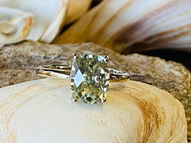 Prasiolite Ring Green Amethyst Ring Prasiolite Solitaire - Etsy