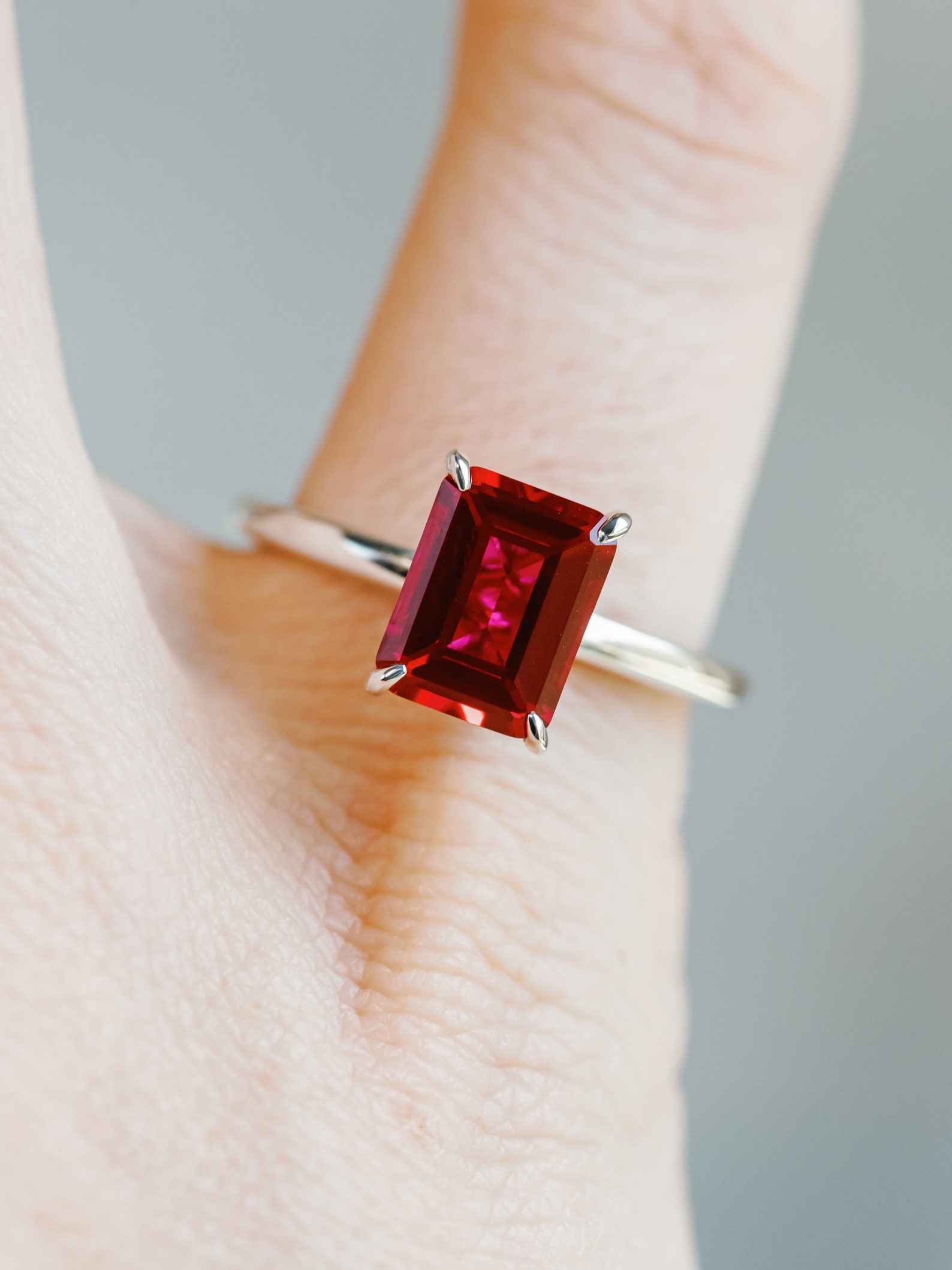 14k Emerald Cut Ruby Ring Emerald Cut Ruby Ruby Engagement - Etsy