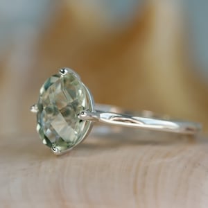 Prasiolite Ring, Green Amethyst Ring, Prasiolite Solitaire Ring, Oval ...