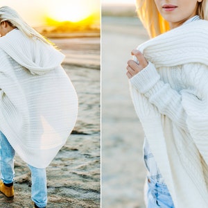 White Oversized Cardigan Chunky Cardigan for Women Wool Long - Etsy