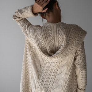 Oversize Cardigan, Cable Knit, Beige Coat, Knitwear Jacket,long ...