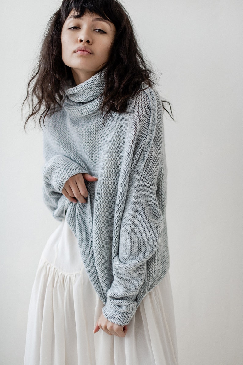 Gray Pastel Sweater for Women Wool Knit Oversized Sweater - Etsy