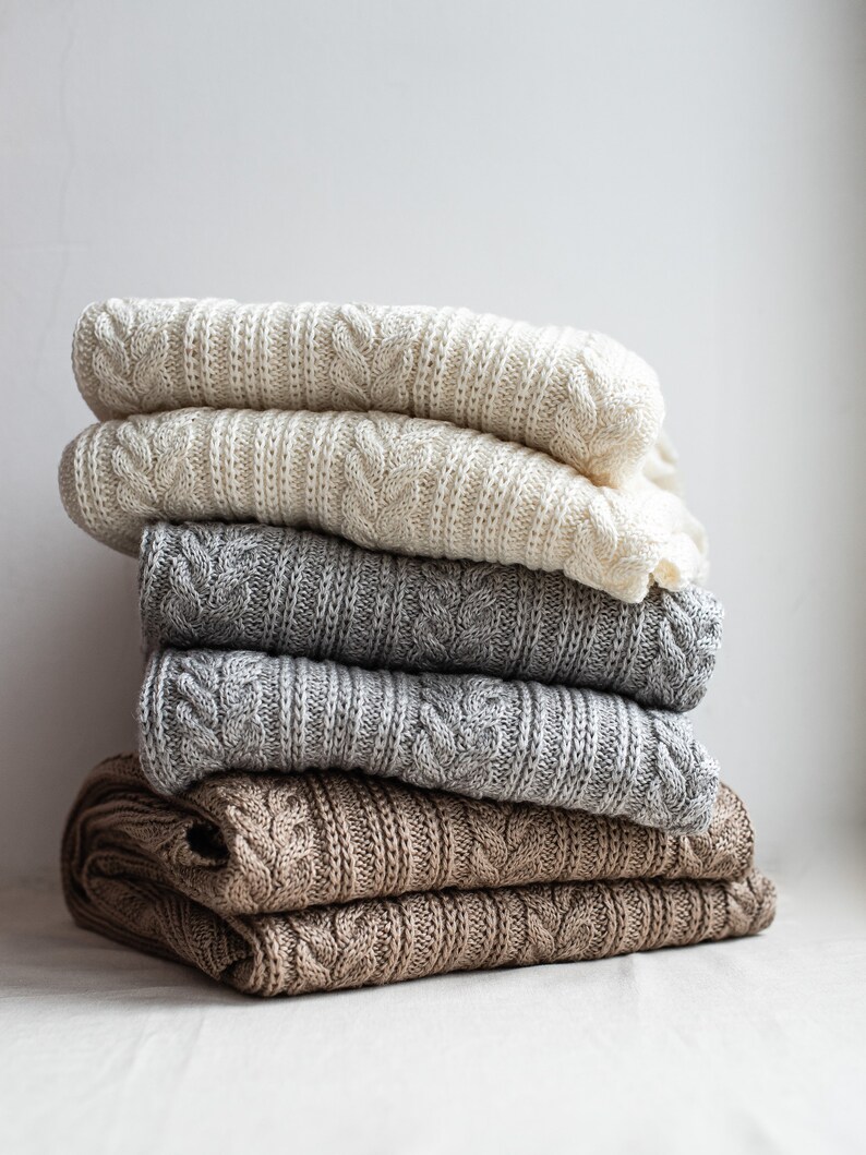 White Knit Baby Blanket, Wool Blanket, Chunky Throw Blanket - Etsy