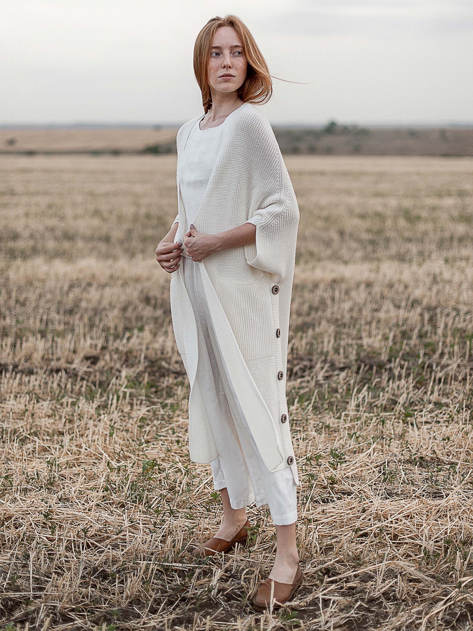 White Oversized Cardigan, Chunky Knit Cardigan for Women, Wool Kimono ...