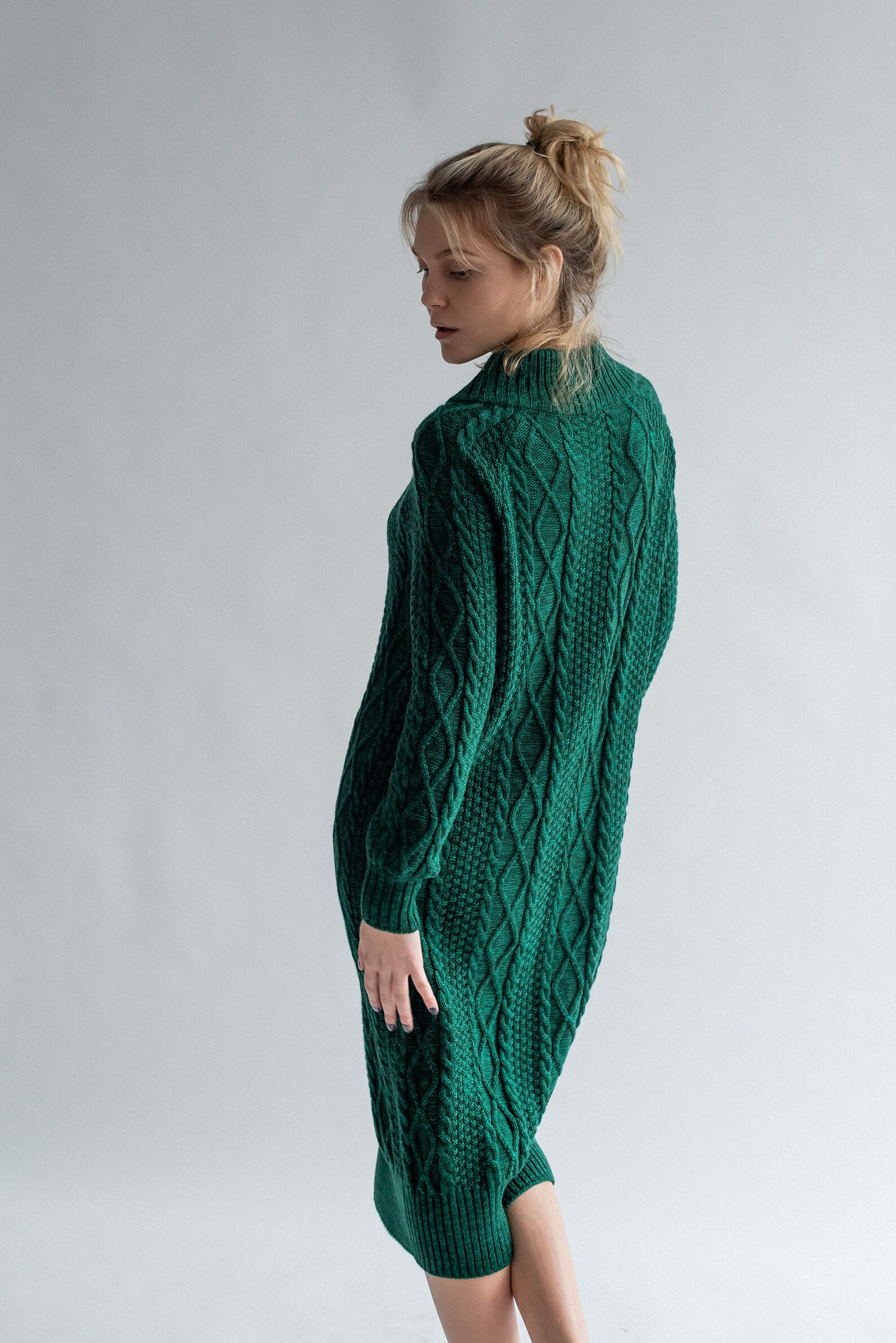 Green Sweater Dress, Plus Size Maxi Dress, Wool Dress, Oversized ...
