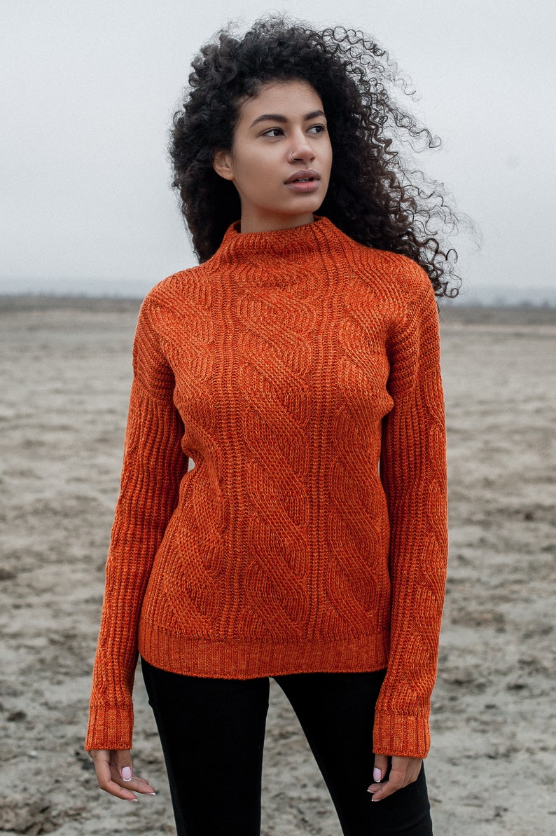 Green Wool Sweater, Knit Jumper, Olive Colour Knitted Top, Cable Knit ...