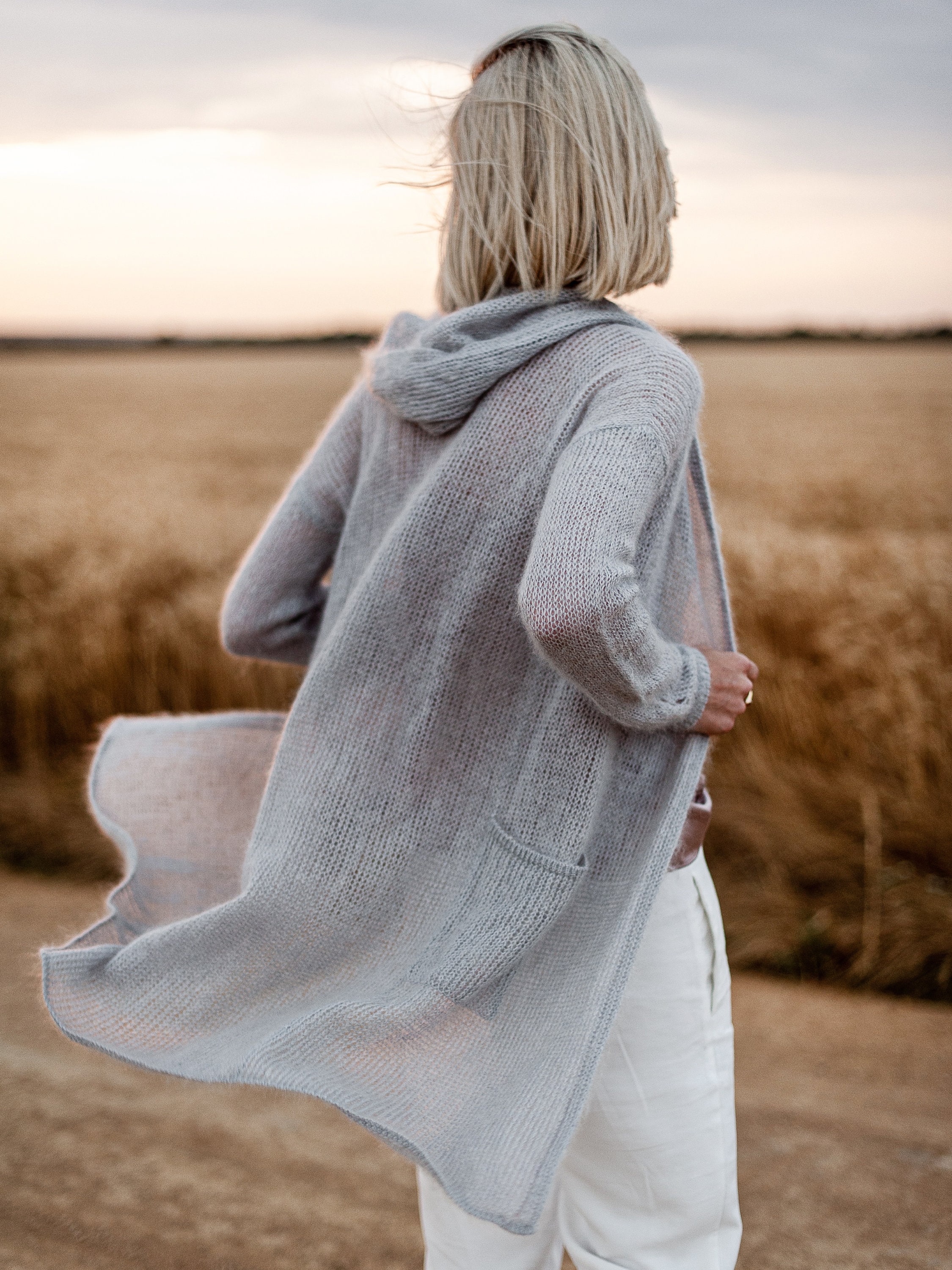 Mohair Cardigan, Grey Oversized Cardigan, Gray Long Knit Cardigan ...