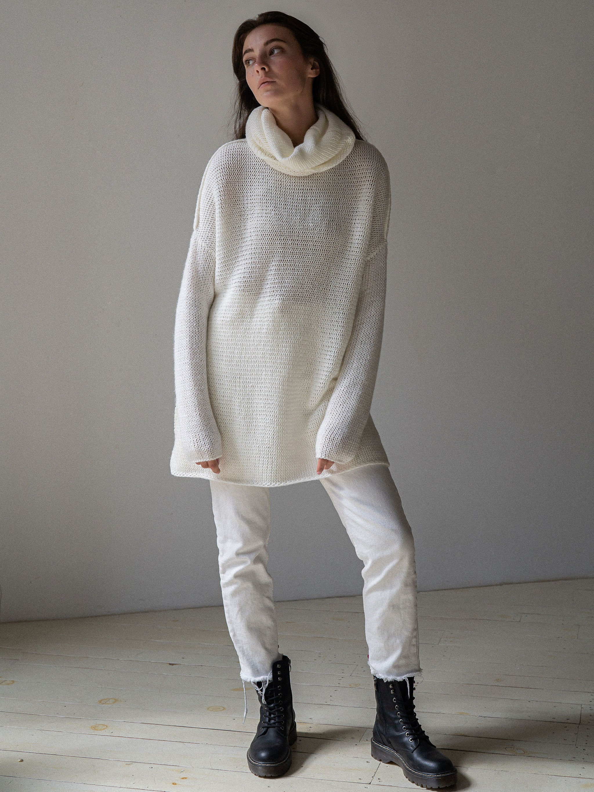 Blue Pastel Sweater, Oversized Sweater, Crochet Knit Sweater for Women ...