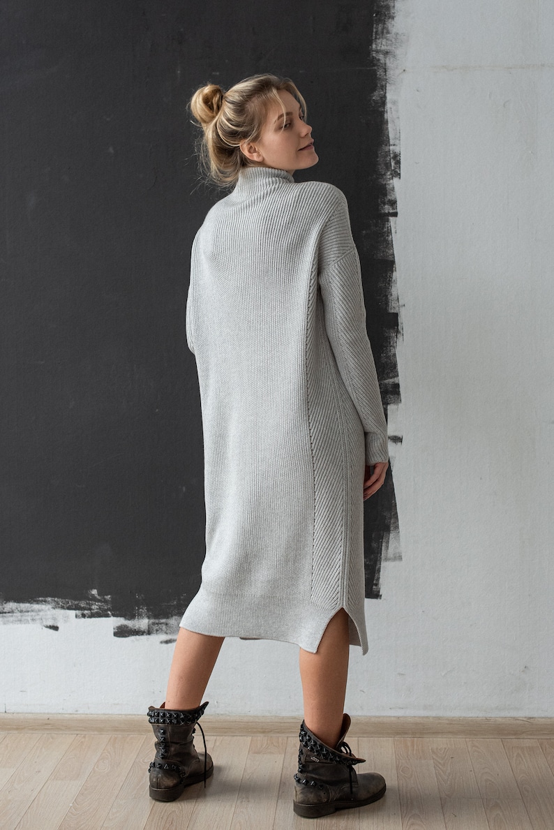 Grey Sweater Dress Turtleneck Knit Sweater Women Plus Size - Etsy