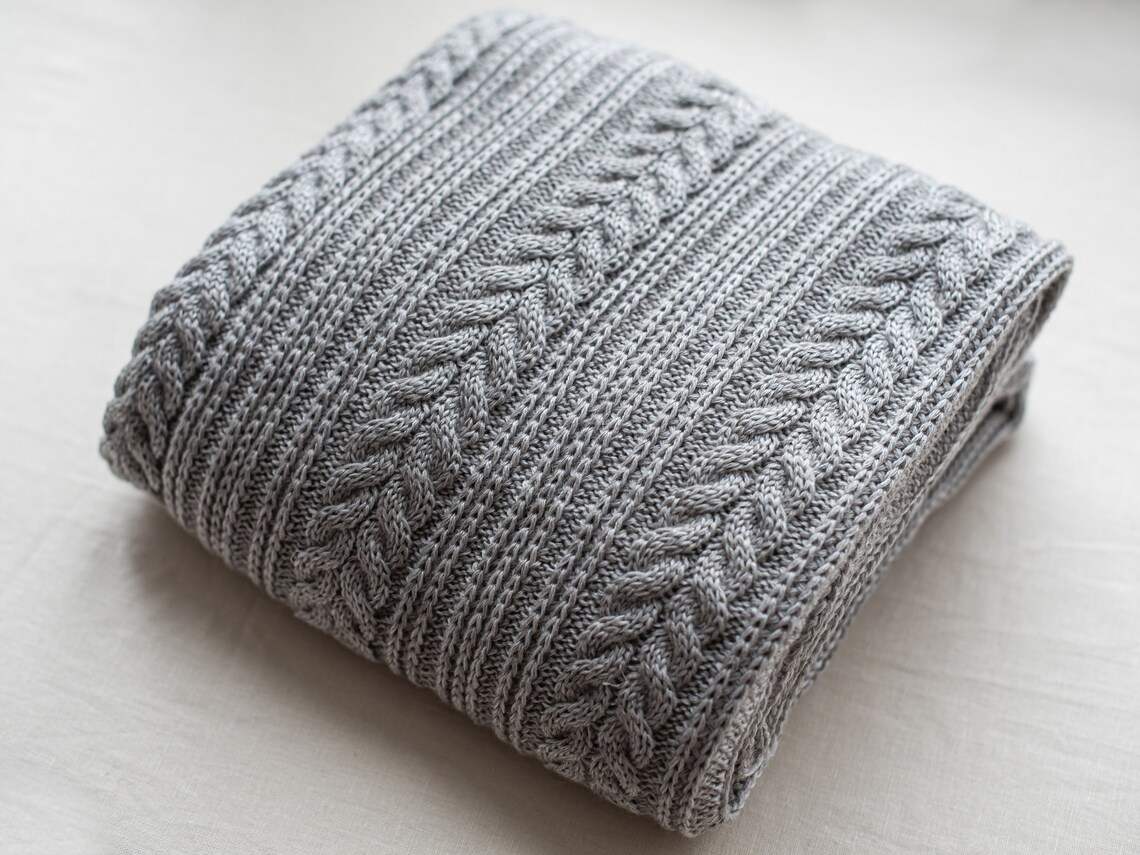 Wool Blanket, Gray Baby Boy Blanket, Chunky Knit Throw Blanket - Etsy