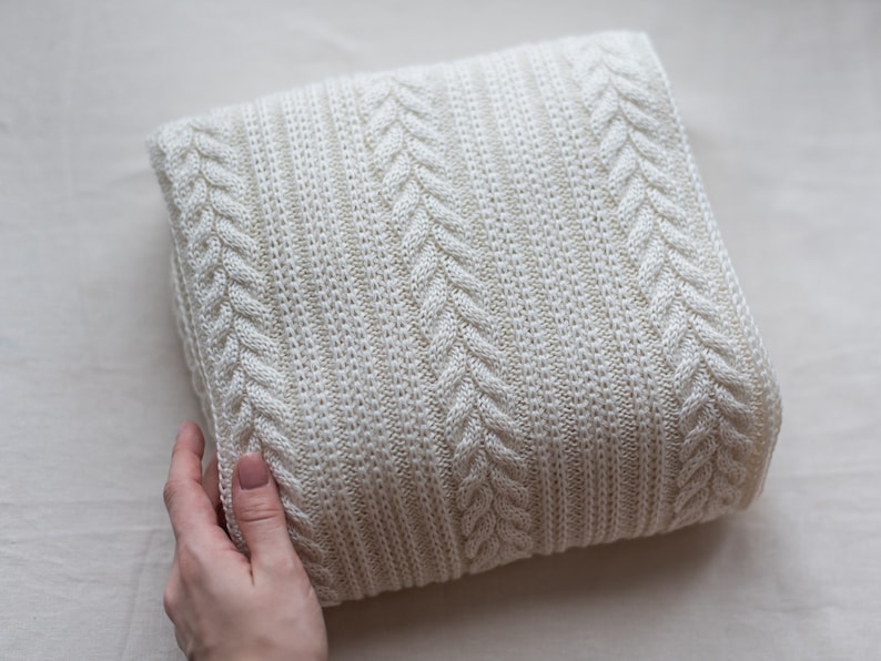 White Knit Baby Blanket, Wool Blanket, Chunky Throw Blanket - Etsy