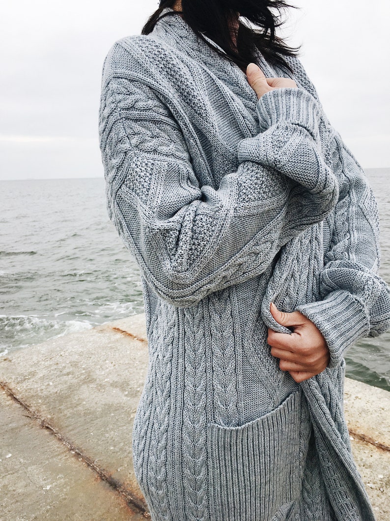 Gray Cardigan for Women Oversized Cardigan Long Knit - Etsy
