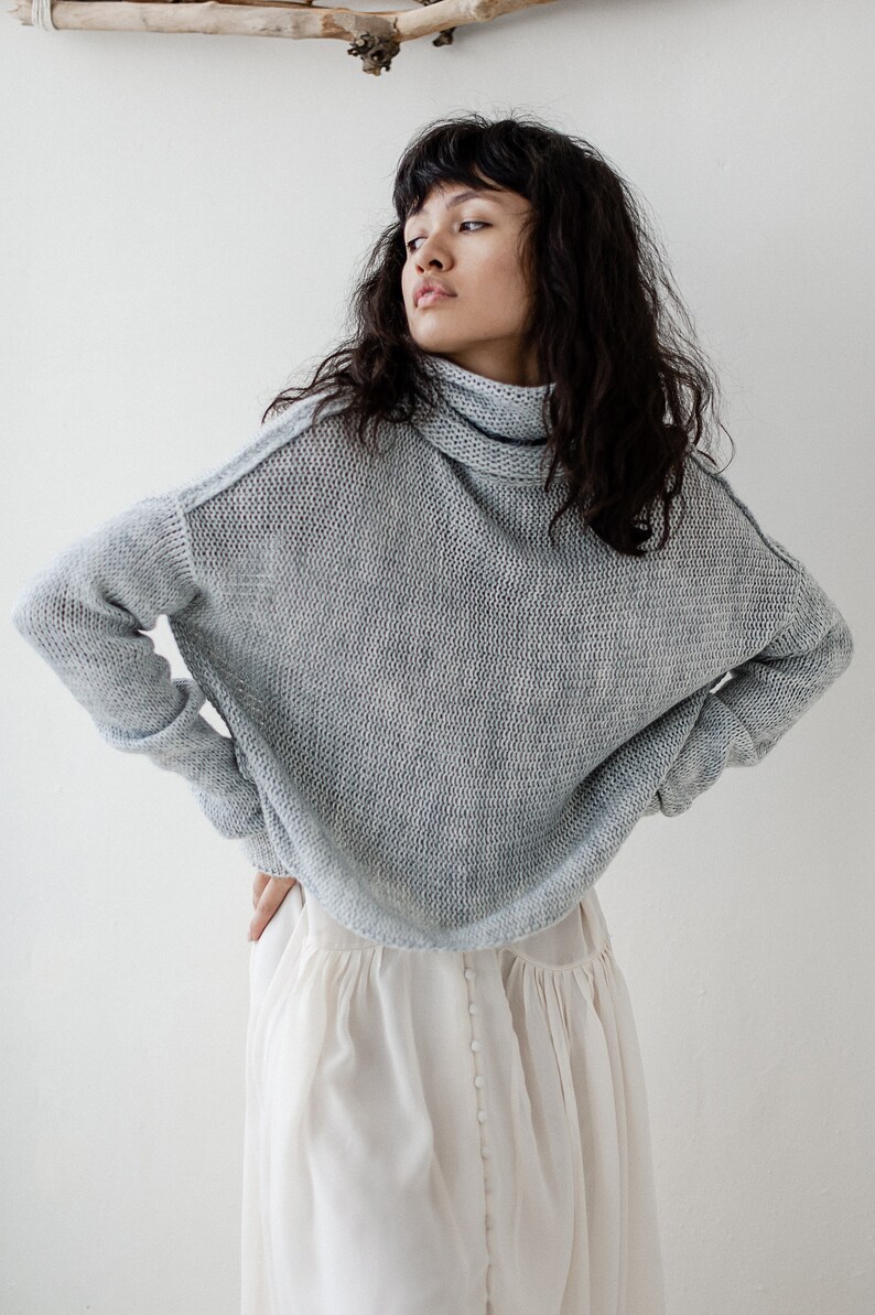 Gray Pastel Sweater for Women Wool Knit Oversized Sweater - Etsy