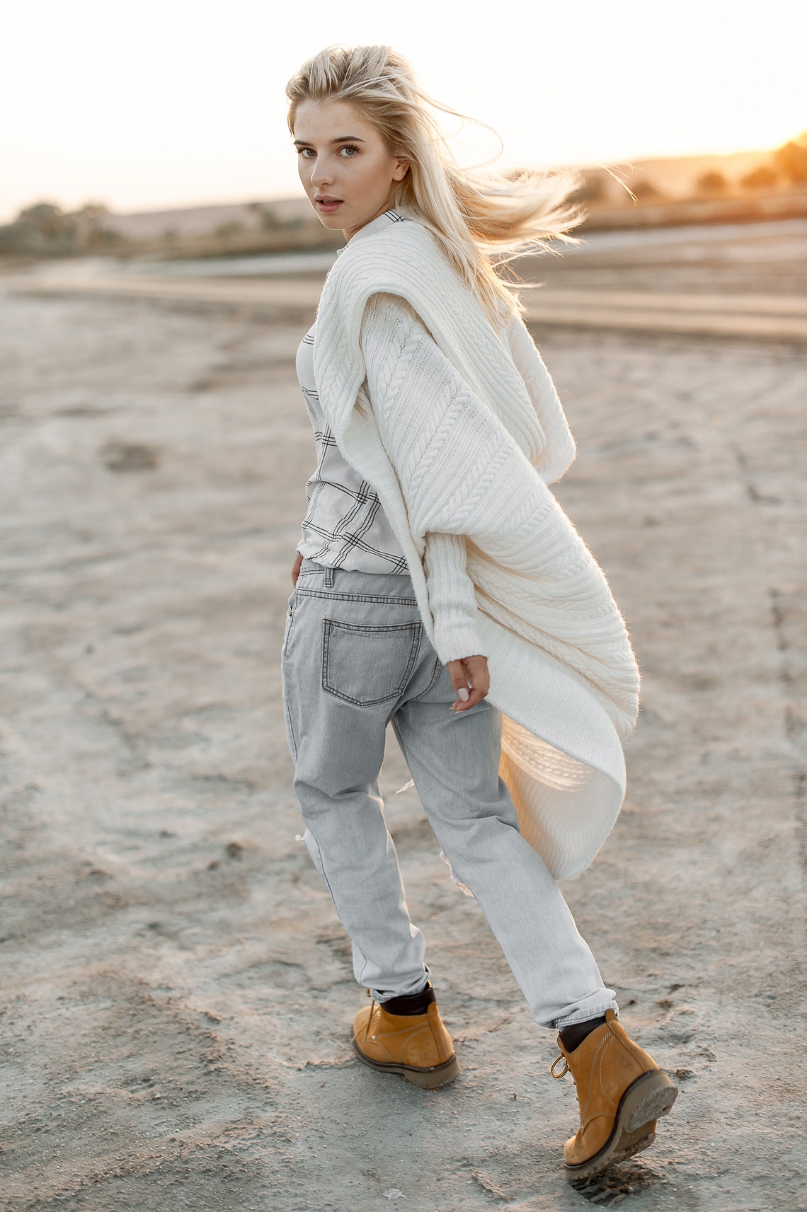 White Oversized Cardigan Chunky Knit Cardigan for Women Wool - Etsy