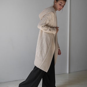 Oversize Cardigan, Cable Knit, Beige Coat, Knitwear Jacket,long ...