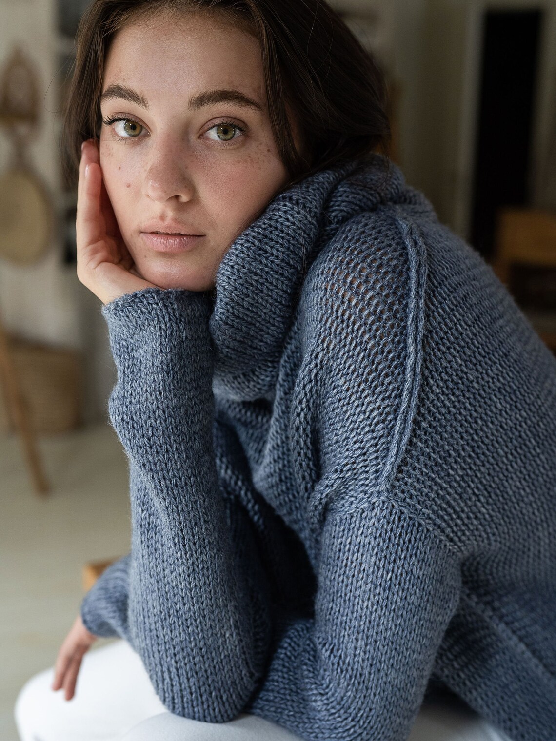 Blue Pastel Sweater Oversized Sweater Crochet Knit Sweater - Etsy