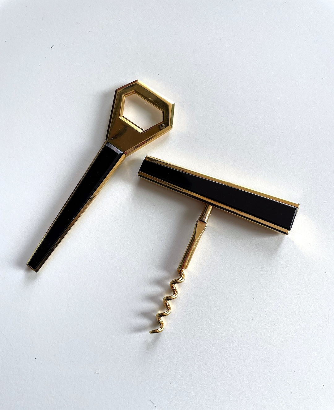 Set of Black Gold Art Deco Corkscrew Bottle Openers, Black and Gold ...