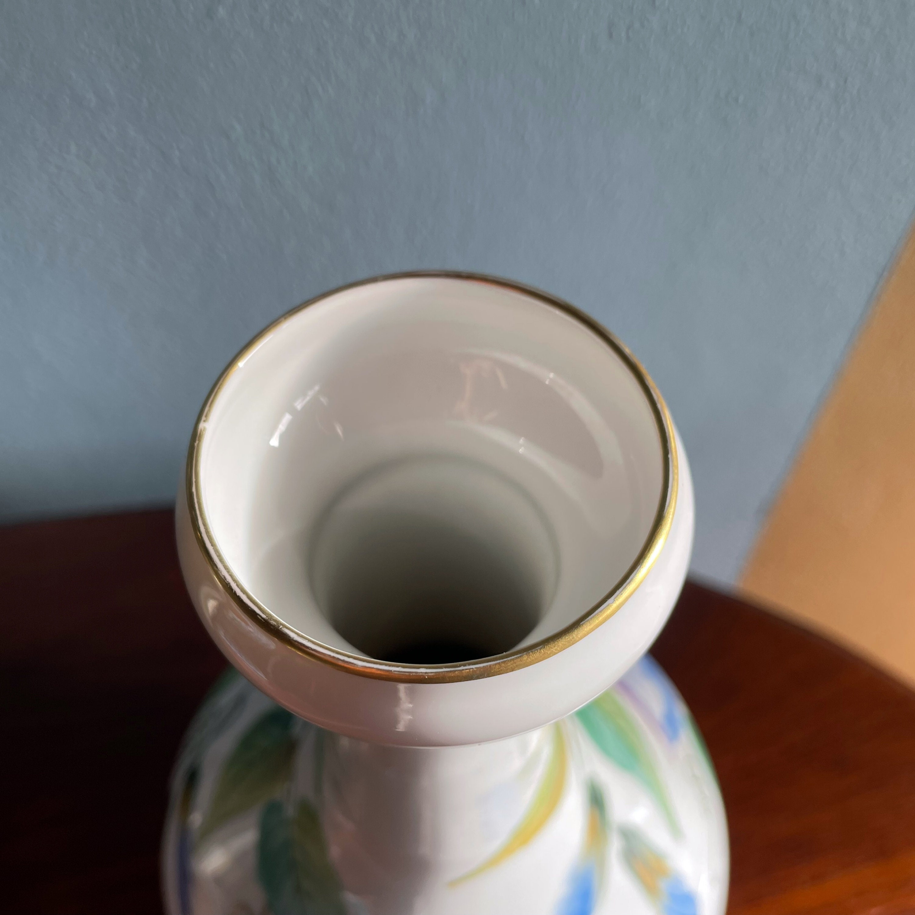 Vintage Porcelain Vase by Arte Morbelli Hand Painted With Blue ...