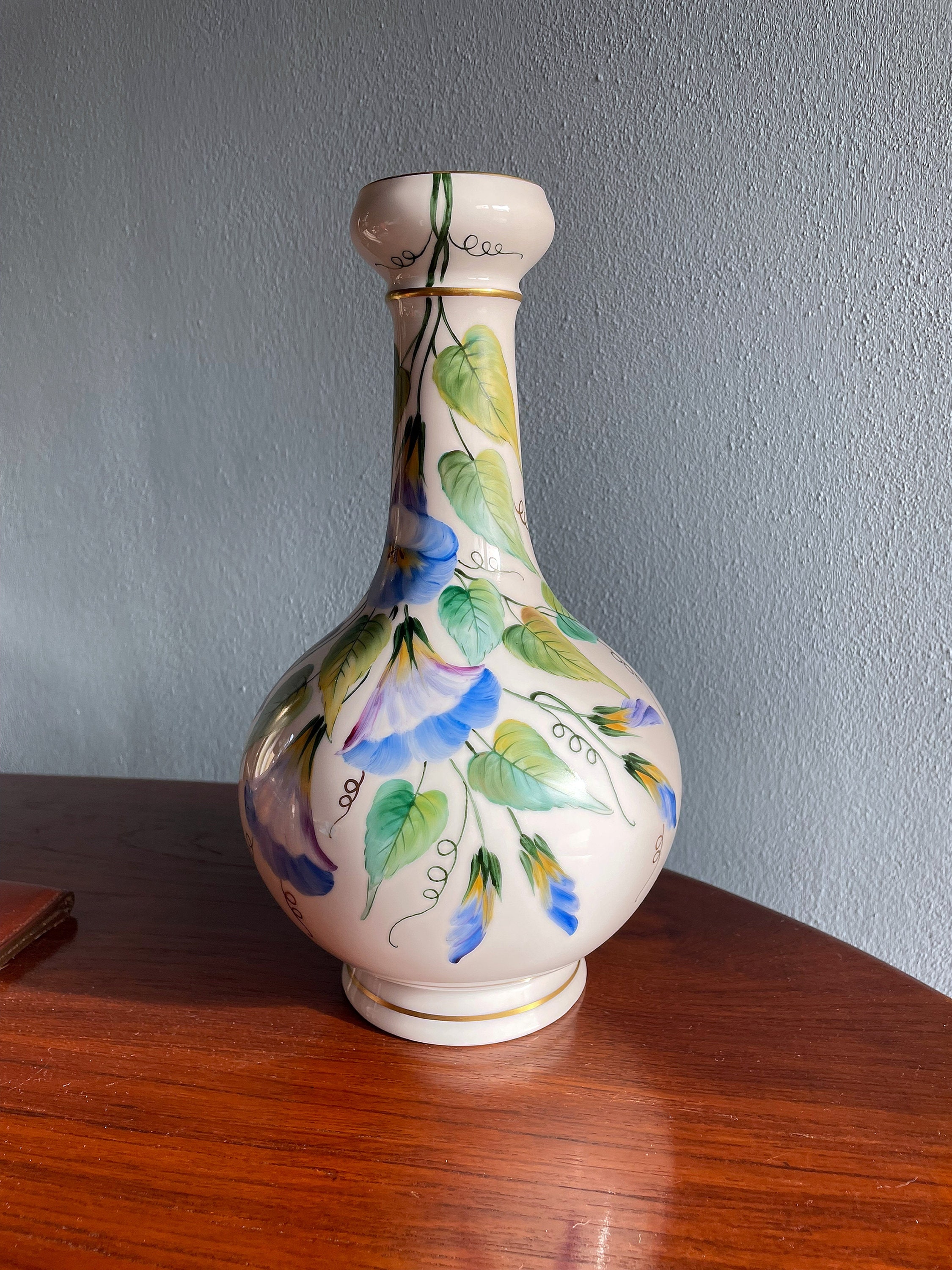 Vintage Porcelain Vase by Arte Morbelli Hand Painted With Blue ...