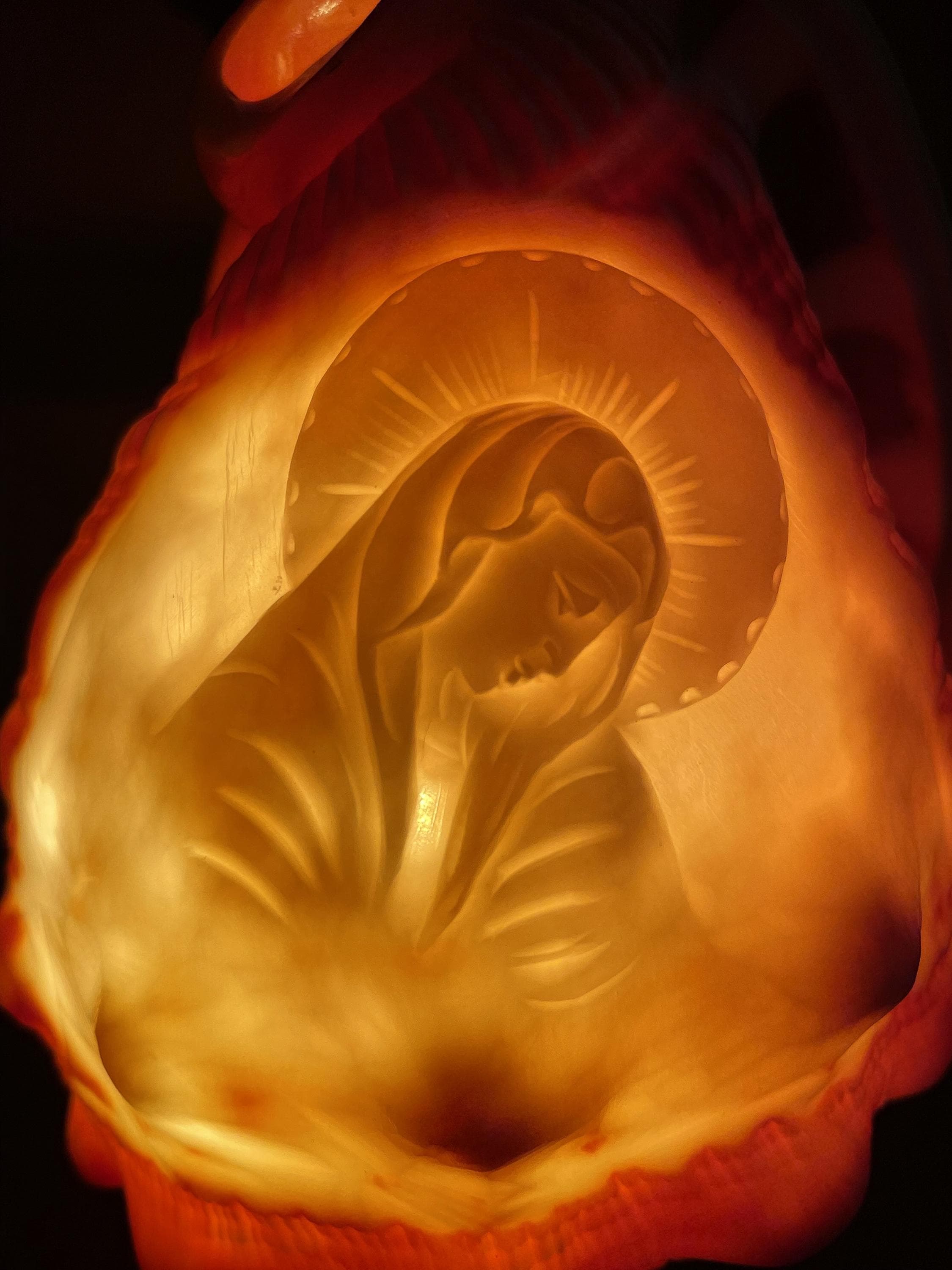Vintage Shell Cameo Lamp With Madonna, Hand Carved, Made in Italy - Etsy