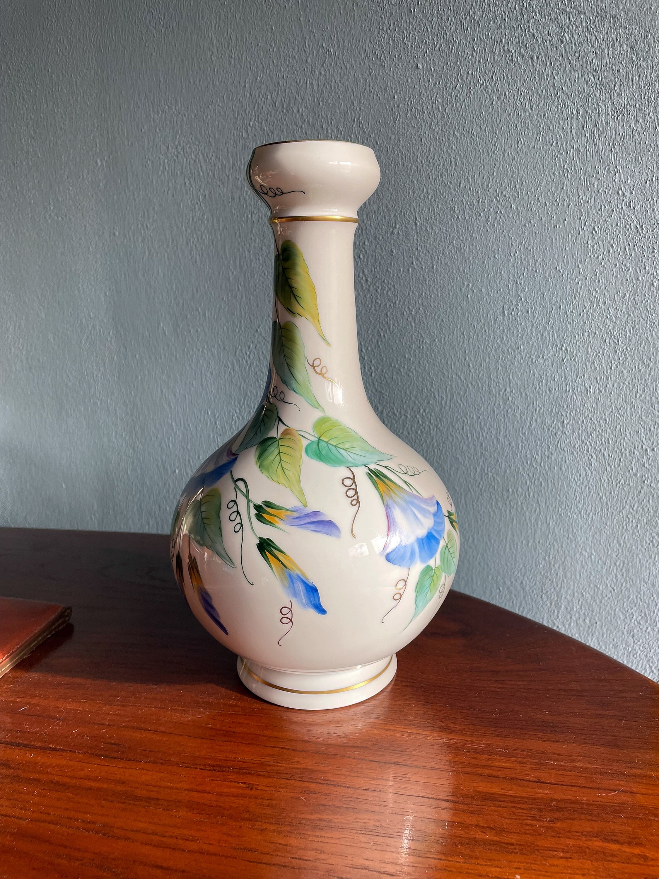 Vintage Porcelain Vase by Arte Morbelli Hand Painted With Blue ...