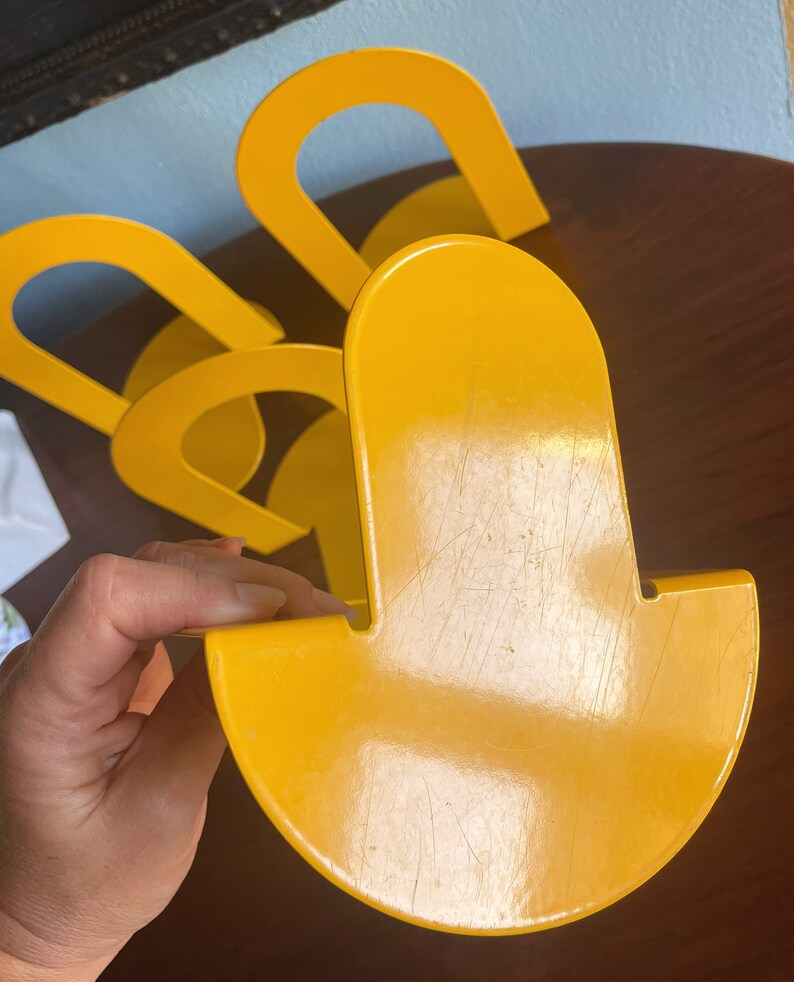 Vintage Yellow Metal Bookends, Library, Industrial Style Bookends, 80s ...