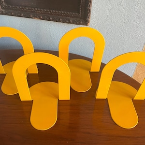 Vintage Yellow Metal Bookends, Library, Industrial Style Bookends, 80s ...