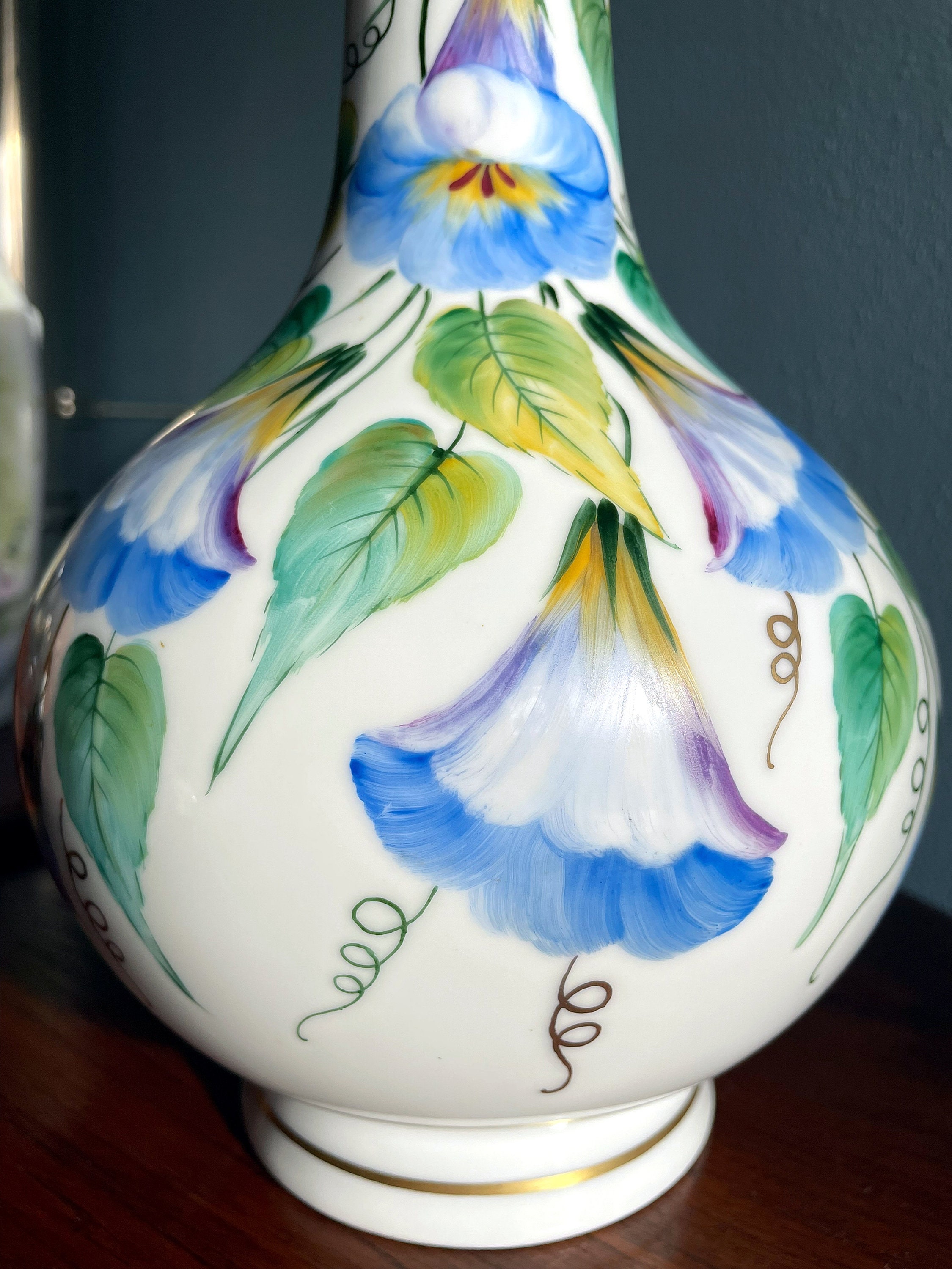 Vintage Porcelain Vase by Arte Morbelli Hand Painted With Blue ...