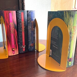 Vintage Yellow Metal Bookends, Library, Industrial Style Bookends, 80s ...