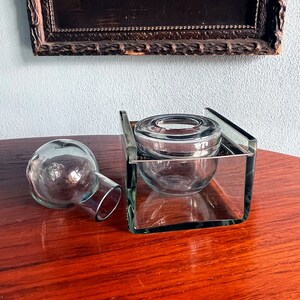 Vintage Inkwell Desk, Glass, Crystal and Metal, 1950s, Ink Holder ...
