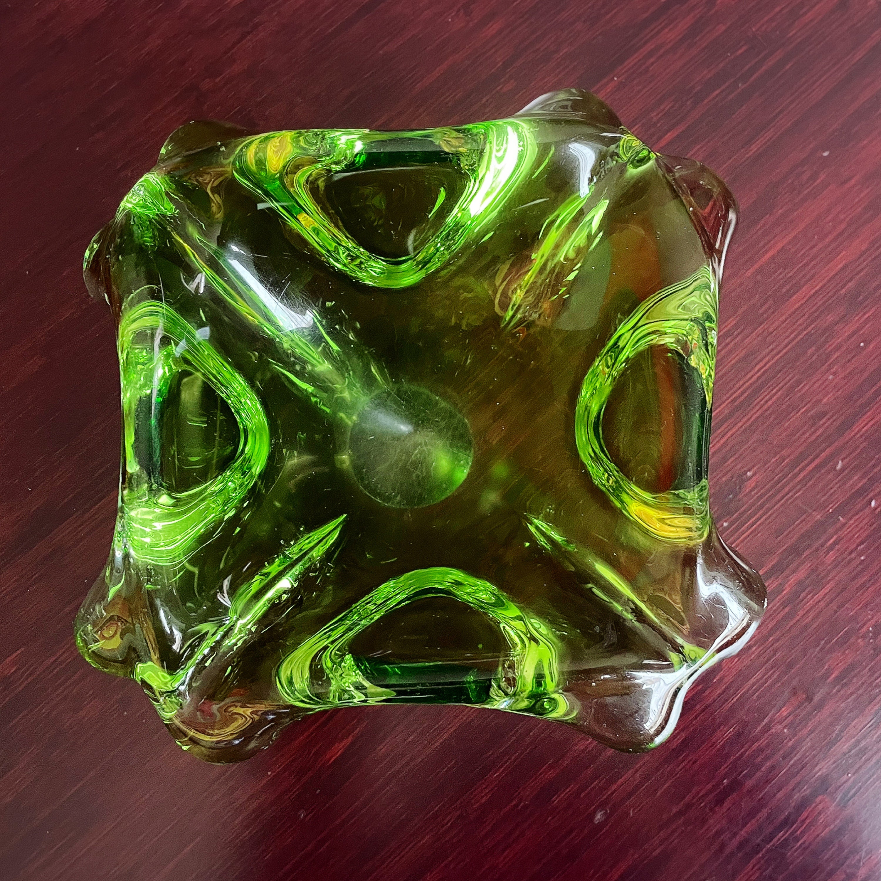 Vintage Uranium Glass Ashtray, Murano From the 70s, Handmade, Submerged ...