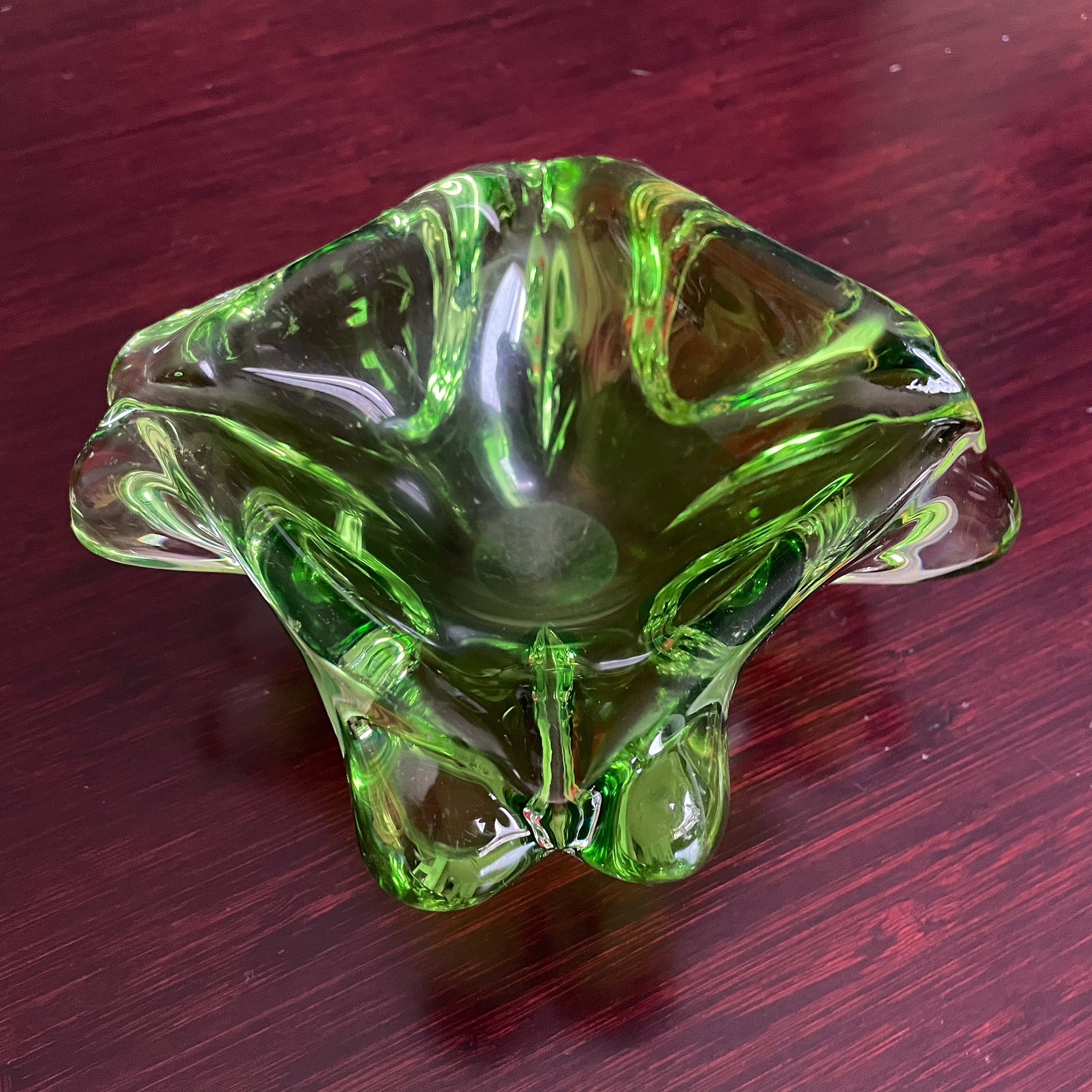 Vintage Uranium Glass Ashtray, Murano From the 70s, Handmade, Submerged ...