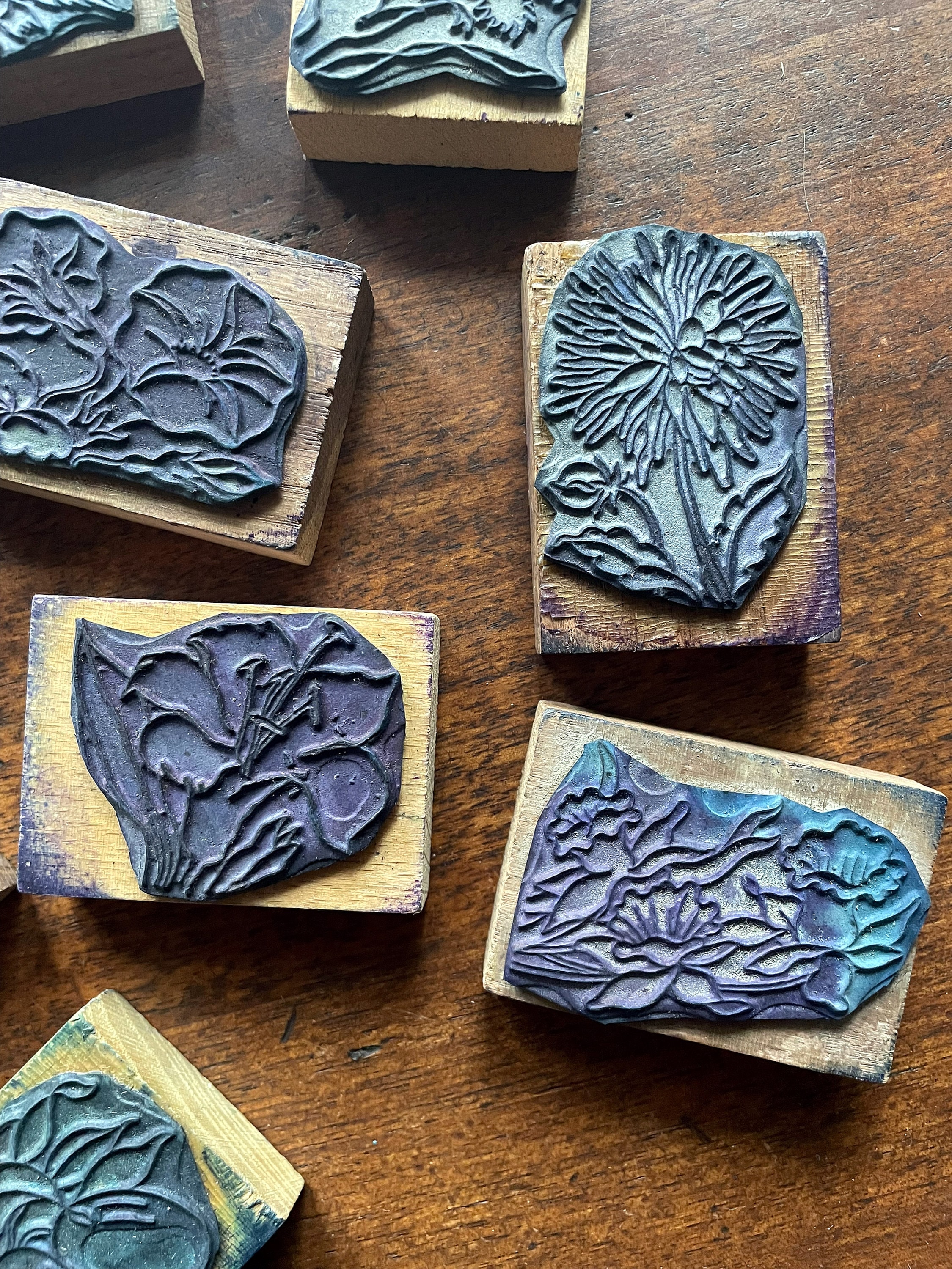 French Vintage Ink Stamp With Flower, Fleur for Scrapbooking ...