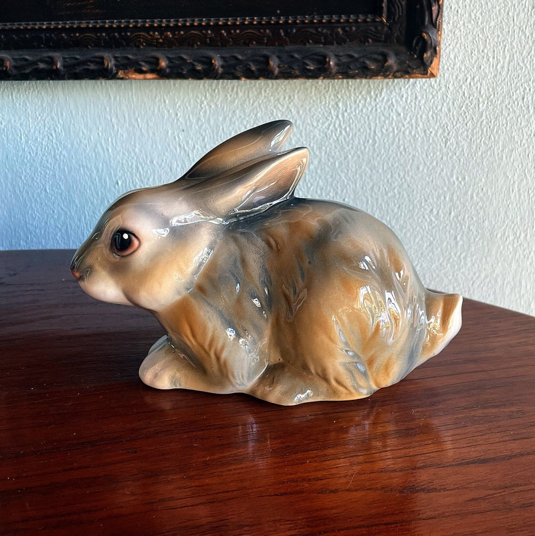 Vintage Ceramic Rabbit, Hand-painted Figurine, Animal Collection, Made ...