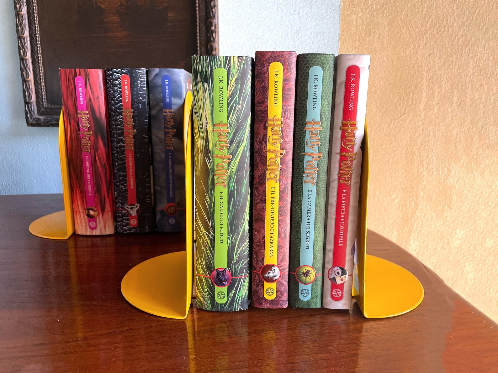 Vintage Yellow Metal Bookends, Library, Industrial Style Bookends, 80s ...