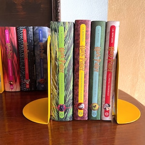 Vintage Yellow Metal Bookends, Library, Industrial Style Bookends, 80s ...