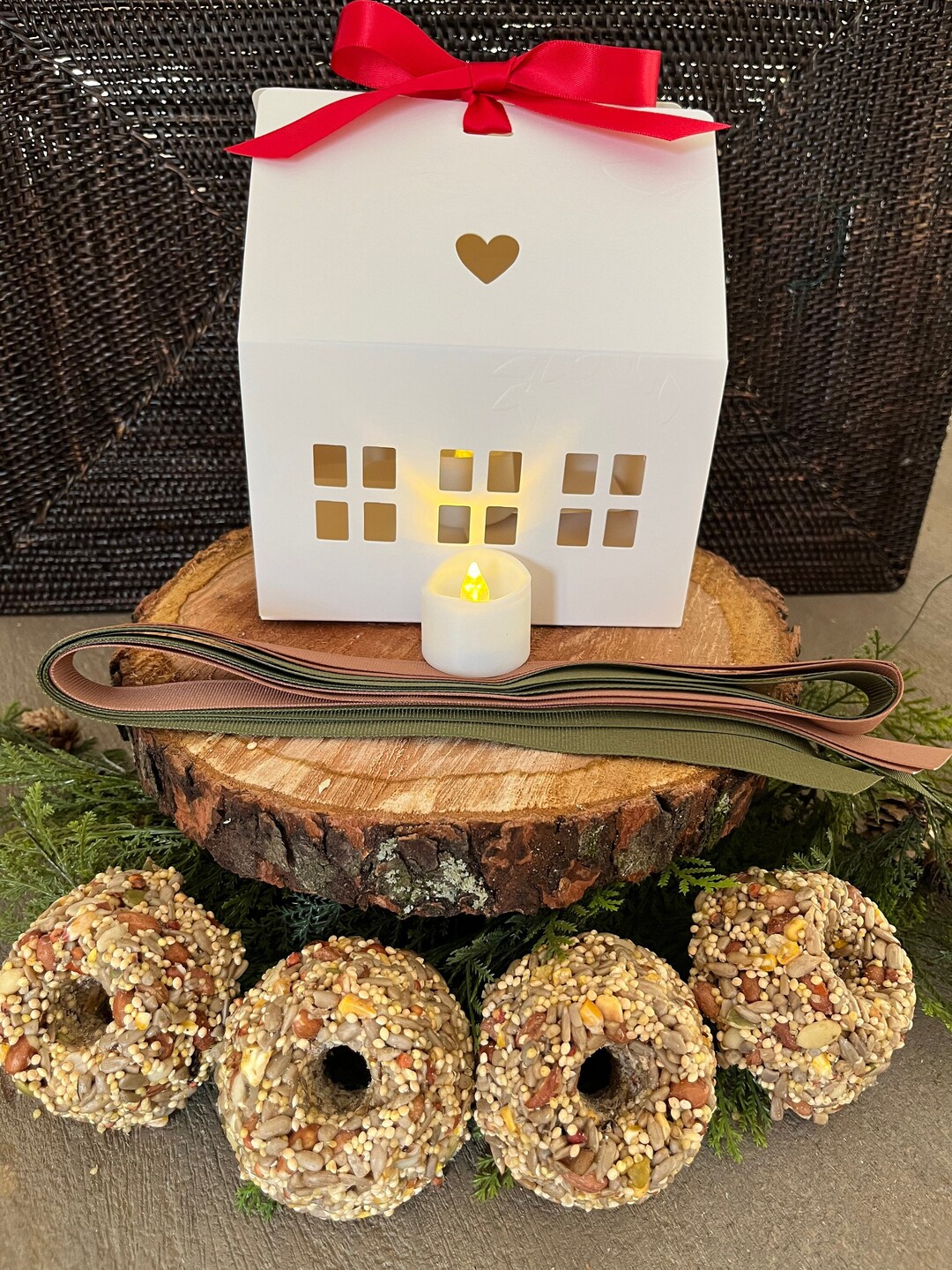 Tea Light Lit Gift Box With 4 Birdseed Cakes Send a Little Light for ...