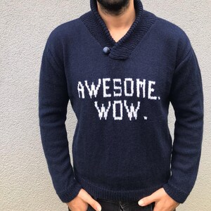 Personalized Any Text Custom Sweater Dark Blue Mens Sweater, Hand ...