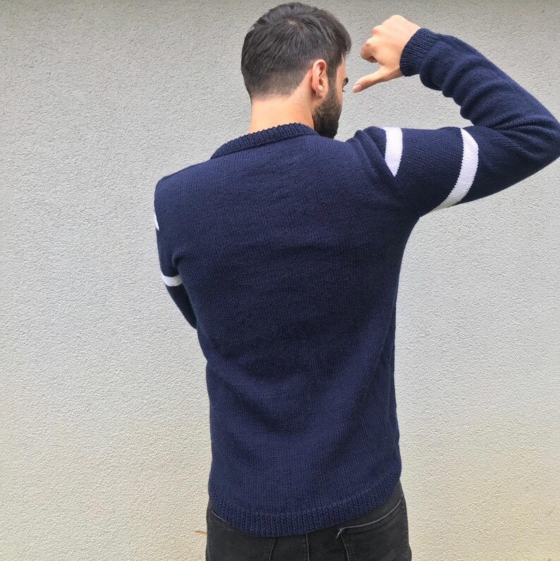 Personalized Any Text Custom Sweater Dark Blue Mens Sweater, Hand ...